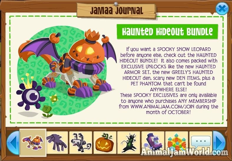 Animal Jam Haunted Hideout Bundle - Exclusive Animal, Items & More!